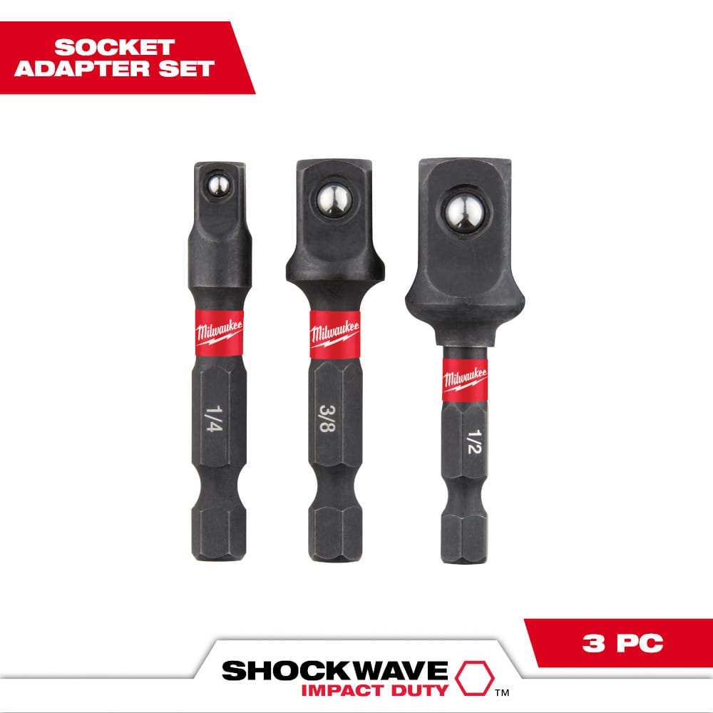 Milwaukee SHOCKWAVE 3 Piece Impact Socket Adapter Set - GME Supply